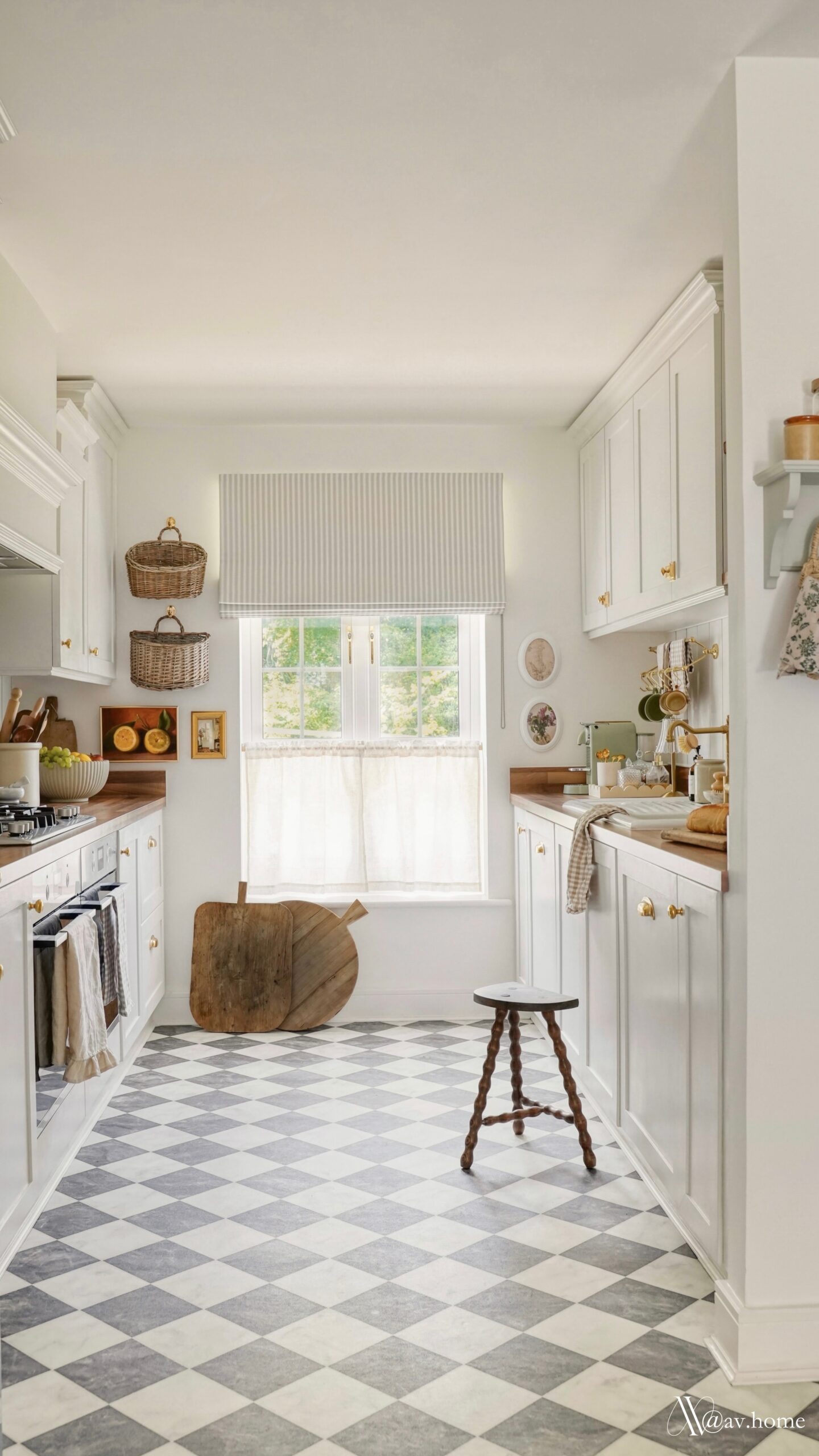 White and Grey Checkered Harlequin Tile | Emma Courtney Home