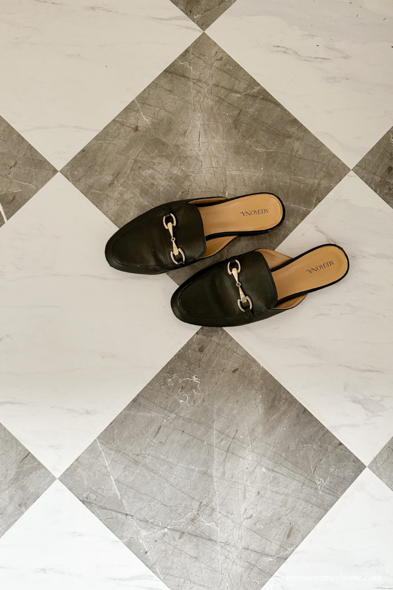 White and Grey Checkered Harlequin Tile | Emma Courtney Home